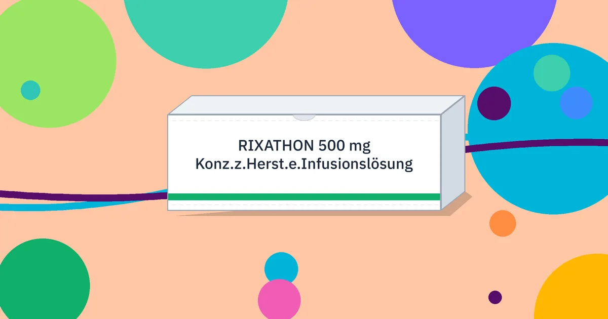 Symbolbild: Packung mit der Aufschrift RIXATHON 500 mg Konz.z.Herst.e.Infusionslösung (PZN 16390227) – Verfügbarkeit und Bezug in Apotheken in Frankfurt am Main