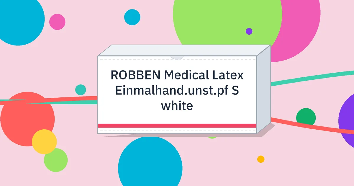 Symbolbild: Packung mit der Aufschrift ROBBEN Medical Latex Einmalhand.unst.pf S white (PZN 20199400) – Verfügbarkeit und Bezug in Apotheken in Frankfurt am Main