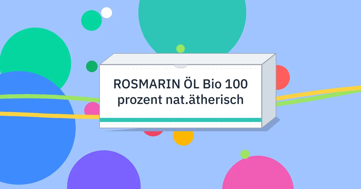 Symbolbild: Packung mit der Aufschrift ROSMARIN ÖL Bio 100 prozent nat.ätherisch (PZN 11016091) – Verfügbarkeit und Bezug in Apotheken in Frankfurt am Main