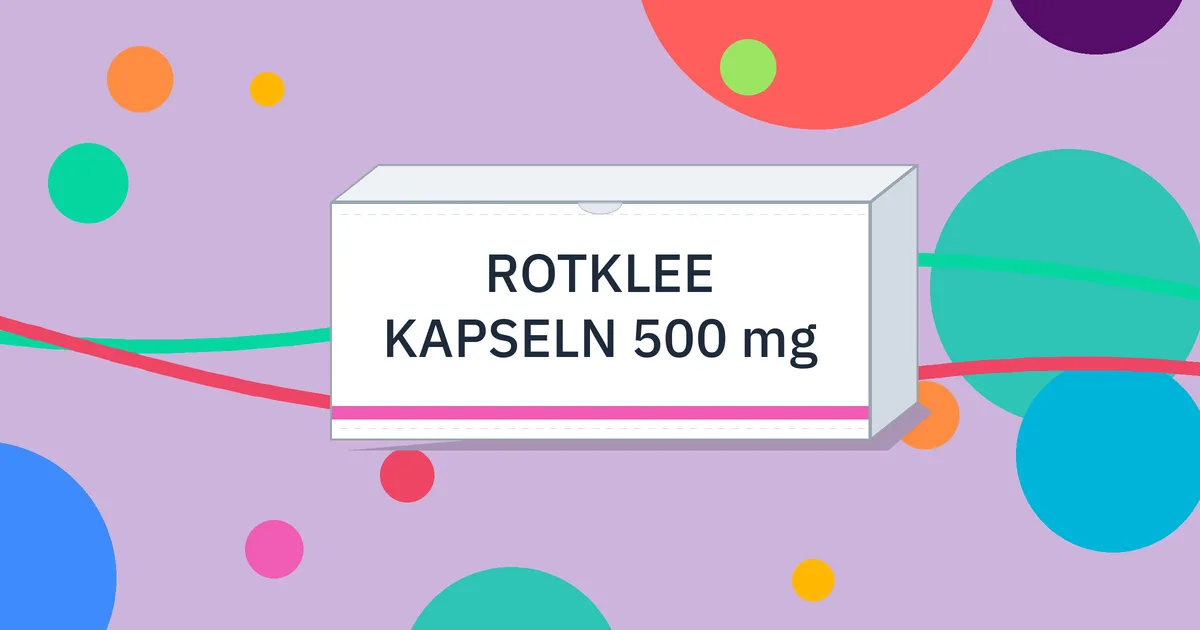 Symbolbild: Packung mit der Aufschrift ROTKLEE KAPSELN 500 mg (PZN 03441236) – Verfügbarkeit und Bezug in Apotheken in Frankfurt am Main