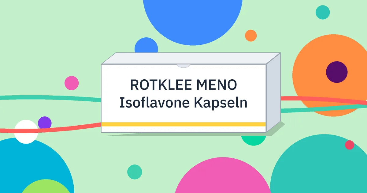 Symbolbild: Packung mit der Aufschrift ROTKLEE MENO Isoflavone Kapseln (PZN 03952391) – Verfügbarkeit und Bezug in Apotheken in Frankfurt am Main