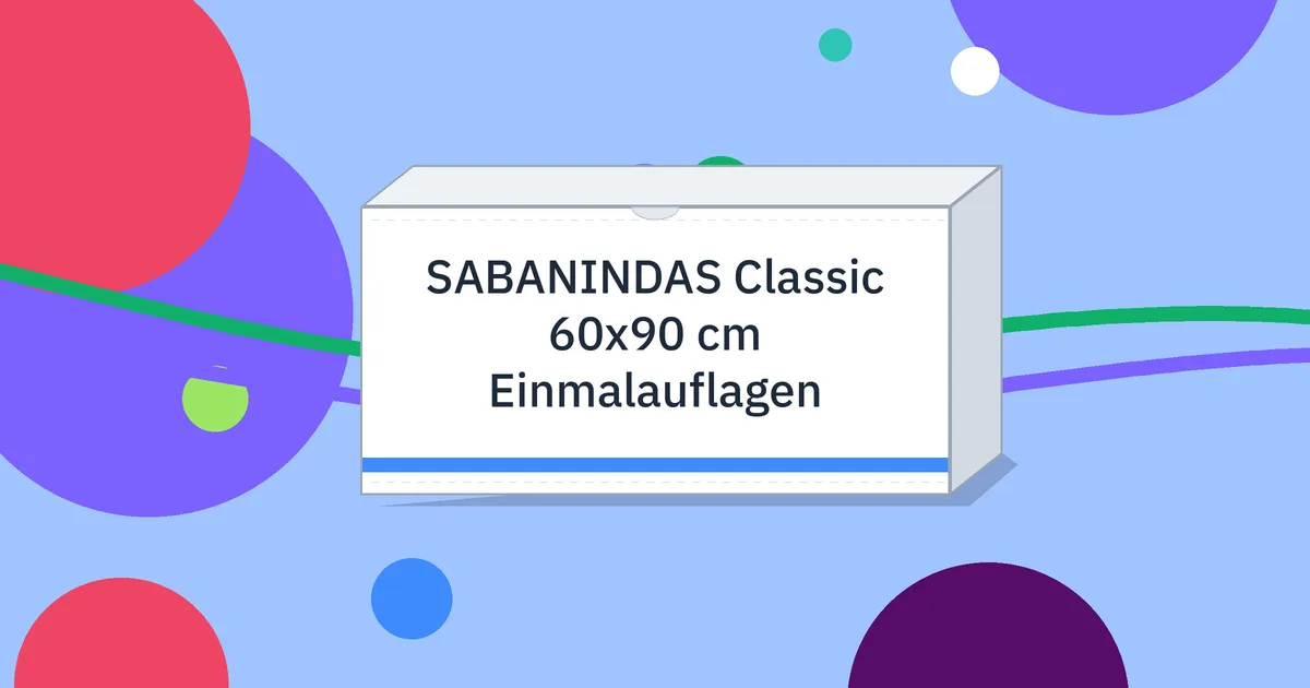 Symbolbild: Packung mit der Aufschrift SABANINDAS Classic 60x90 cm Einmalauflagen (PZN 18812997) – Verfügbarkeit und Bezug in Apotheken in Frankfurt am Main