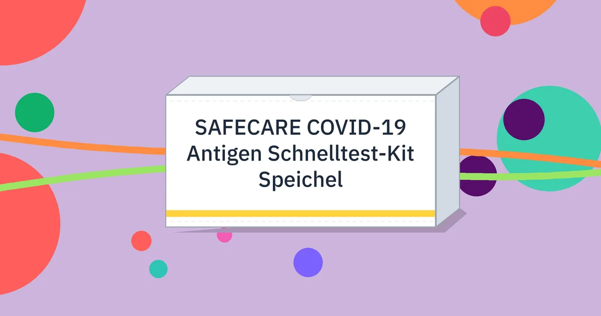 Symbolbild: Packung mit der Aufschrift SAFECARE COVID-19 Antigen Schnelltest-Kit Speichel (PZN 17294891) – Verfügbarkeit und Bezug in Apotheken in Frankfurt am Main