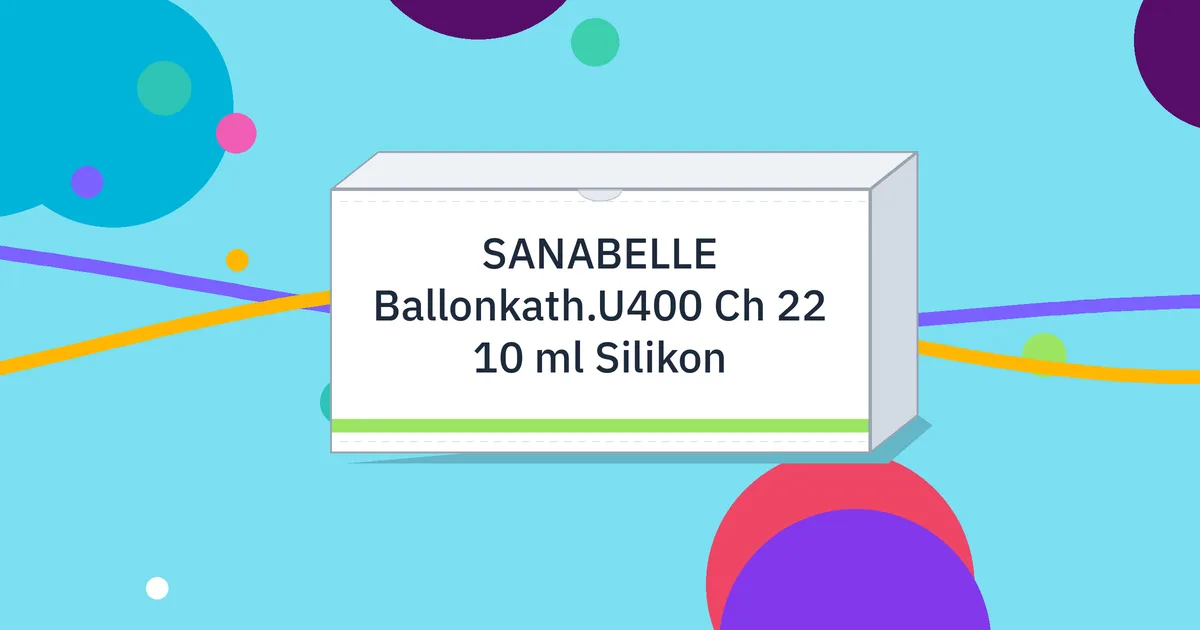 Symbolbild: Packung mit der Aufschrift SANABELLE Ballonkath.U400 Ch 22 10 ml Silikon (PZN 06086528) – Verfügbarkeit und Bezug in Apotheken in Frankfurt am Main
