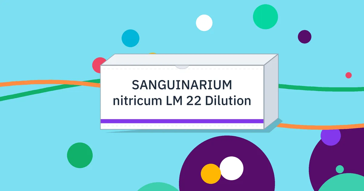 Symbolbild: Packung mit der Aufschrift SANGUINARIUM nitricum LM 22 Dilution (PZN 13181813) – Verfügbarkeit und Bezug in Apotheken in Frankfurt am Main