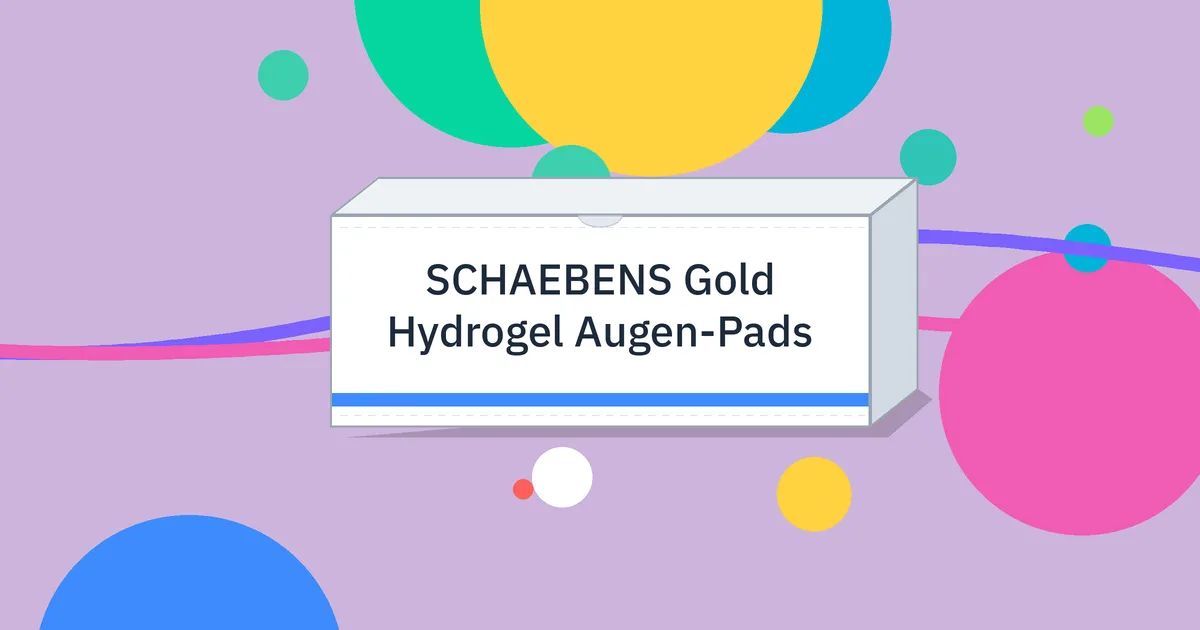 Symbolbild: Packung mit der Aufschrift SCHAEBENS Gold Hydrogel Augen-Pads (PZN 19341212) – Verfügbarkeit und Bezug in Apotheken in Frankfurt am Main