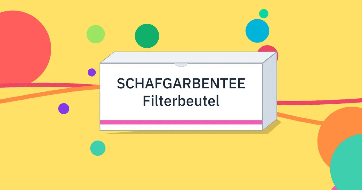 Symbolbild: Packung mit der Aufschrift SCHAFGARBENTEE Filterbeutel (PZN 01245324) – Verfügbarkeit und Bezug in Apotheken in Frankfurt am Main