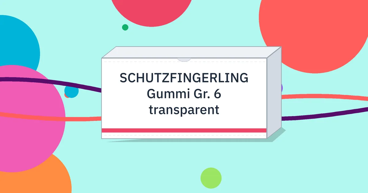 Symbolbild: Packung mit der Aufschrift SCHUTZFINGERLING Gummi Gr. 6 transparent (PZN 01727023) – Verfügbarkeit und Bezug in Apotheken in Frankfurt am Main