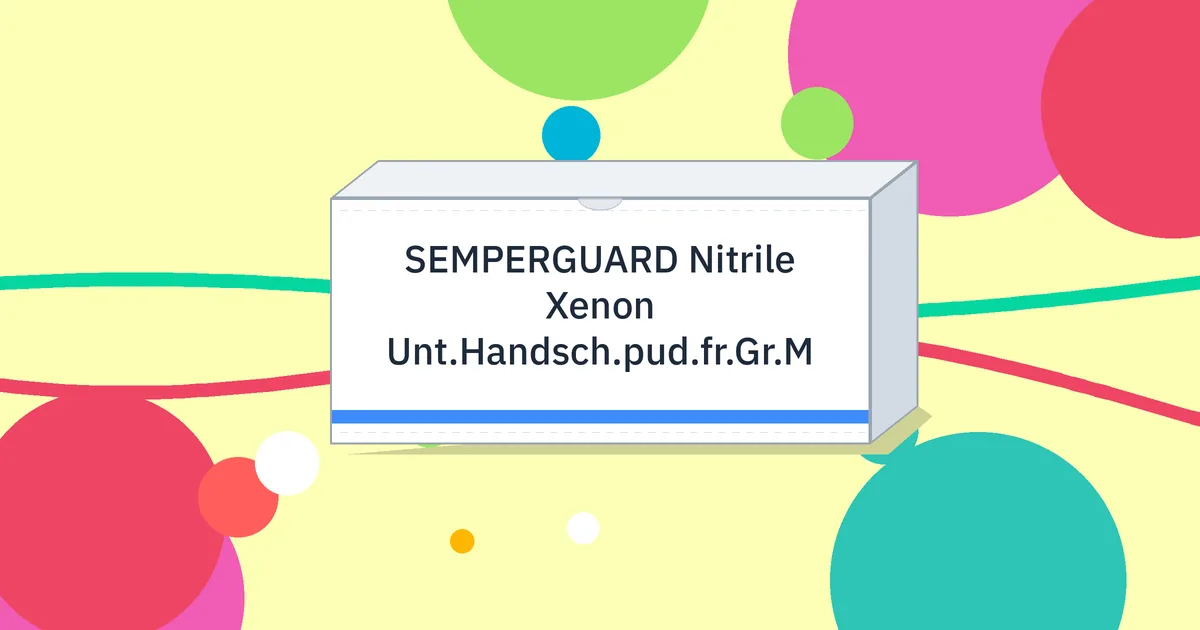 Symbolbild: Packung mit der Aufschrift SEMPERGUARD Nitrile Xenon Unt.Handsch.pud.fr.Gr.M (PZN 10914899) – Verfügbarkeit und Bezug in Apotheken in Frankfurt am Main