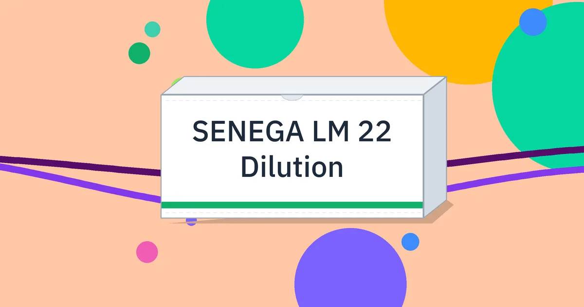 Symbolbild: Packung mit der Aufschrift SENEGA LM 22 Dilution (PZN 13187709) – Verfügbarkeit und Bezug in Apotheken in Frankfurt am Main