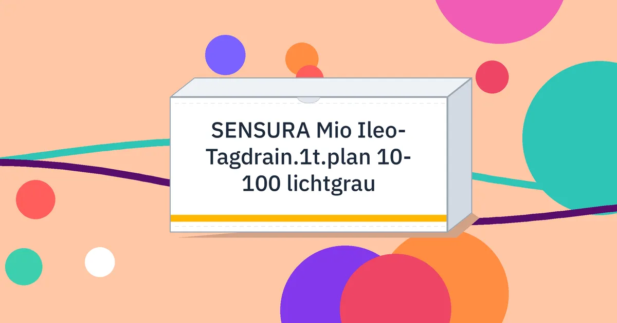 Symbolbild: Packung mit der Aufschrift SENSURA Mio Ileo-Tagdrain.1t.plan 10-100 lichtgrau (PZN 12727411) – Verfügbarkeit und Bezug in Apotheken in Frankfurt am Main