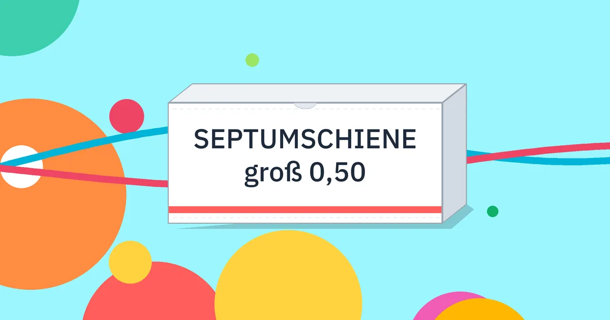 Symbolbild: Packung mit der Aufschrift SEPTUMSCHIENE groß 0,50 (PZN 09005884) – Verfügbarkeit und Bezug in Apotheken in Frankfurt am Main