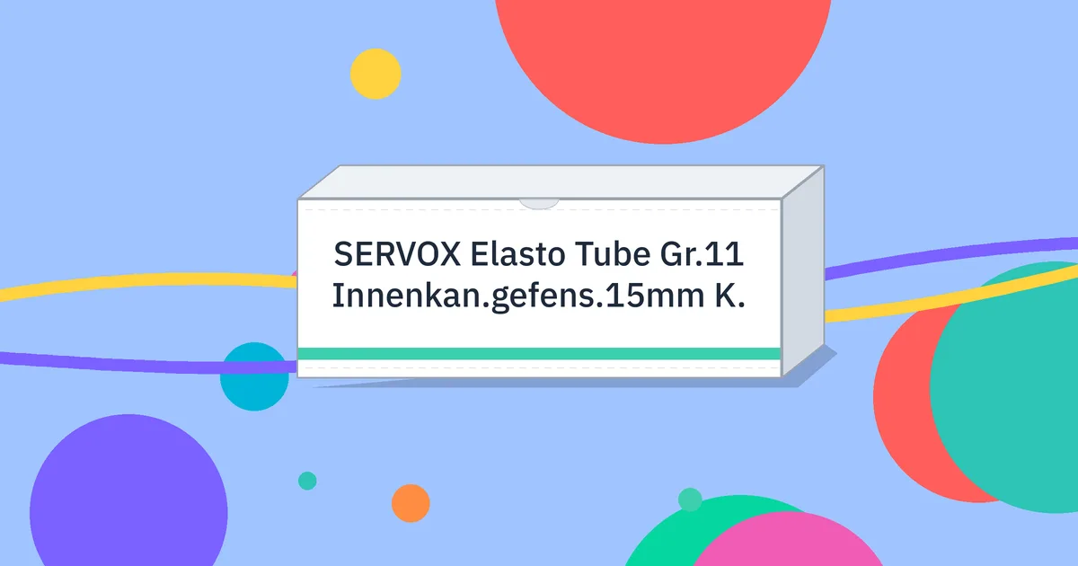 Symbolbild: Packung mit der Aufschrift SERVOX Elasto Tube Gr.11 Innenkan.gefens.15mm K. (PZN 07425493) – Verfügbarkeit und Bezug in Apotheken in Frankfurt am Main