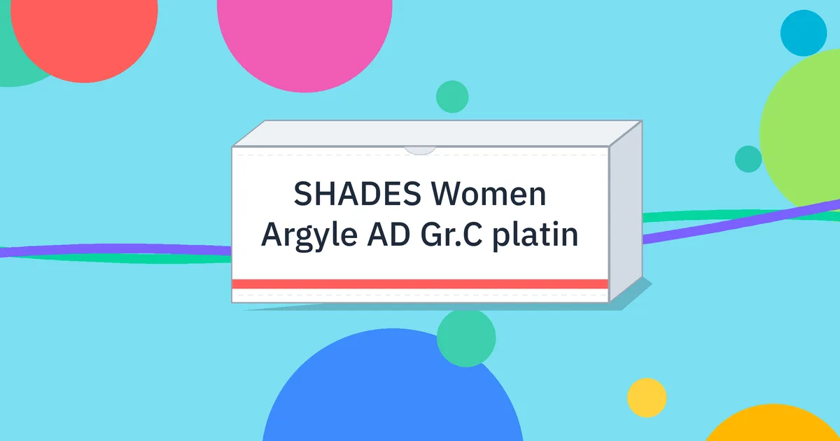 Symbolbild: Packung mit der Aufschrift SHADES Women Argyle AD Gr.C platin (PZN 16992819) – Verfügbarkeit und Bezug in Apotheken in Frankfurt am Main