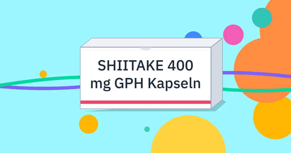 Symbolbild: Packung mit der Aufschrift SHIITAKE 400 mg GPH Kapseln (PZN 00968925) – Verfügbarkeit und Bezug in Apotheken in Frankfurt am Main