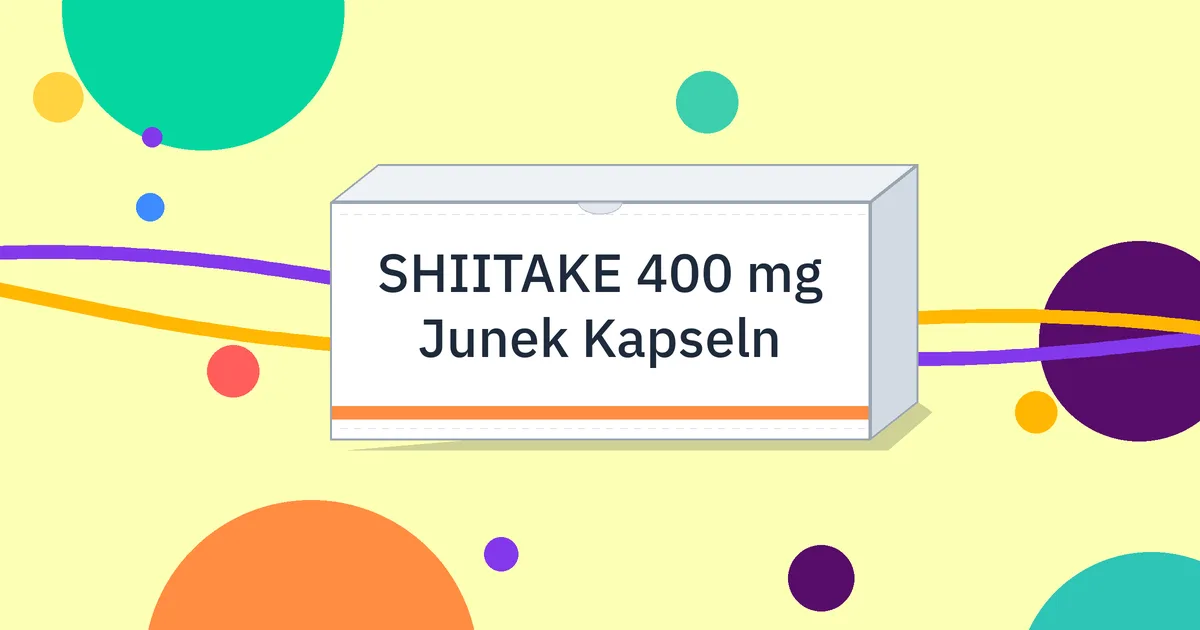 Symbolbild: Packung mit der Aufschrift SHIITAKE 400 mg Junek Kapseln (PZN 01107450) – Verfügbarkeit und Bezug in Apotheken in Frankfurt am Main