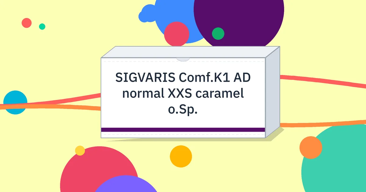 Symbolbild: Packung mit der Aufschrift SIGVARIS Comf.K1 AD normal XXS caramel o.Sp. (PZN 17093282) – Verfügbarkeit und Bezug in Apotheken in Frankfurt am Main