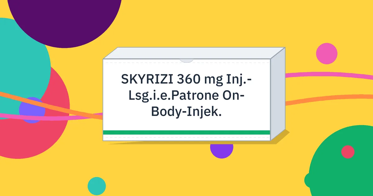 Symbolbild: Packung mit der Aufschrift SKYRIZI 360 mg Inj.-Lsg.i.e.Patrone On-Body-Injek. (PZN 19381068) – Verfügbarkeit und Bezug in Apotheken in Frankfurt am Main
