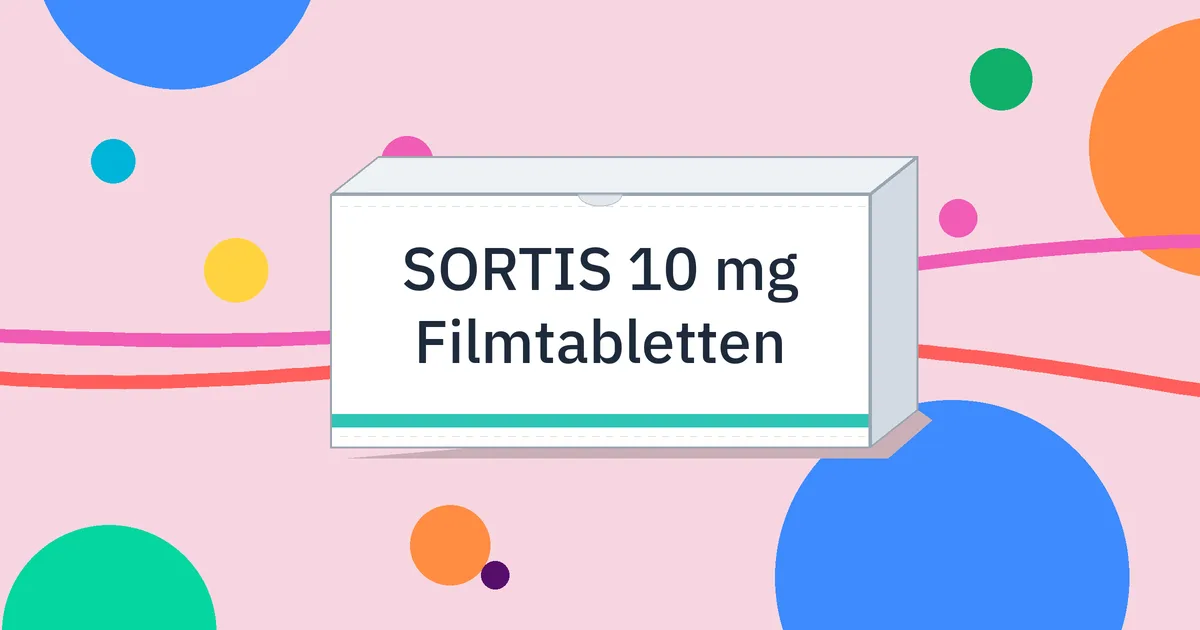 Symbolbild: Packung mit der Aufschrift SORTIS 10 mg Filmtabletten (PZN 04705097) – Verfügbarkeit und Bezug in Apotheken in Frankfurt am Main
