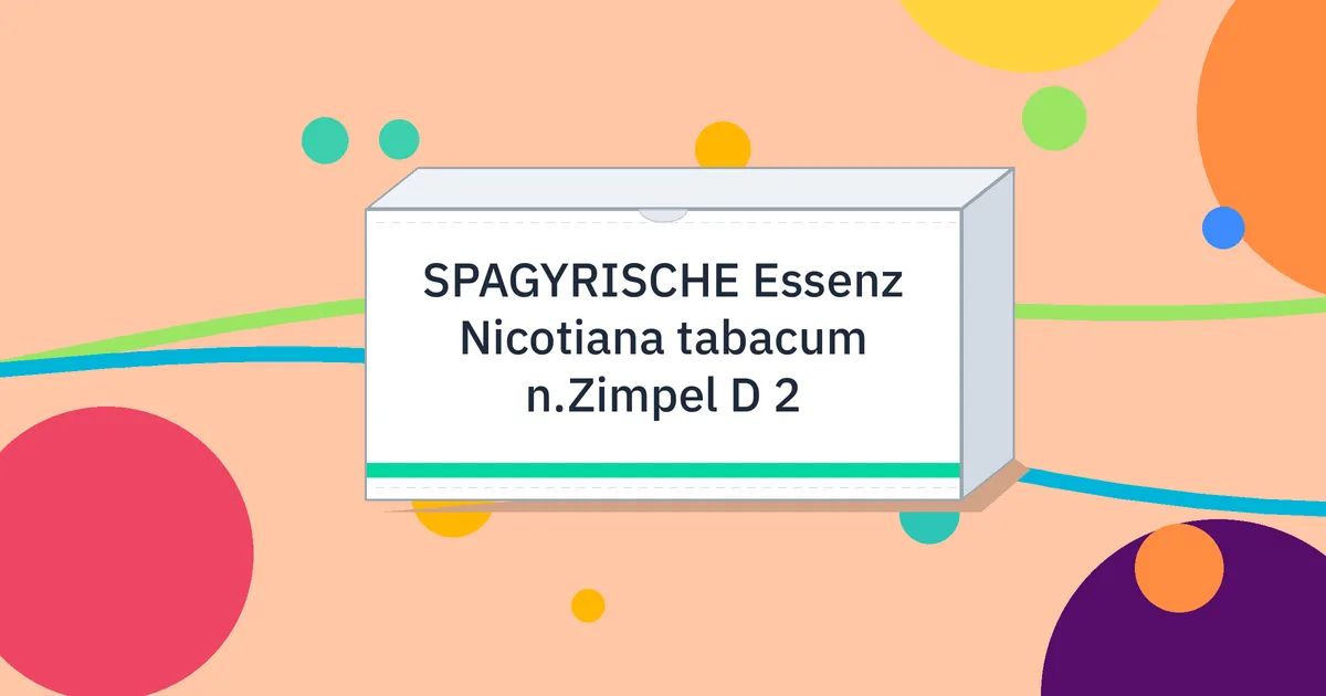 Symbolbild: Packung mit der Aufschrift SPAGYRISCHE Essenz Nicotiana tabacum n.Zimpel D 2 (PZN 11137469) – Verfügbarkeit und Bezug in Apotheken in Frankfurt am Main