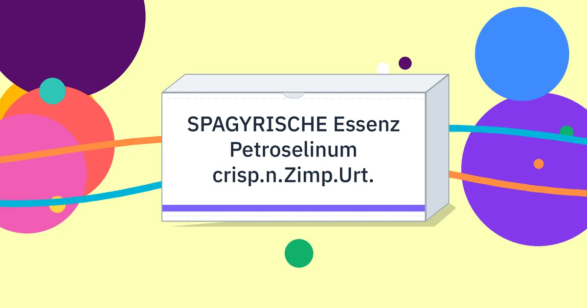 Symbolbild: Packung mit der Aufschrift SPAGYRISCHE Essenz Petroselinum crisp.n.Zimp.Urt. (PZN 20593166) – Verfügbarkeit und Bezug in Apotheken in Frankfurt am Main