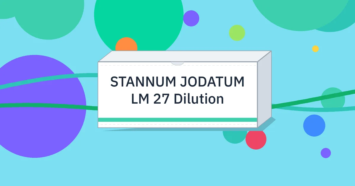 Symbolbild: Packung mit der Aufschrift STANNUM JODATUM LM 27 Dilution (PZN 13198920) – Verfügbarkeit und Bezug in Apotheken in Frankfurt am Main