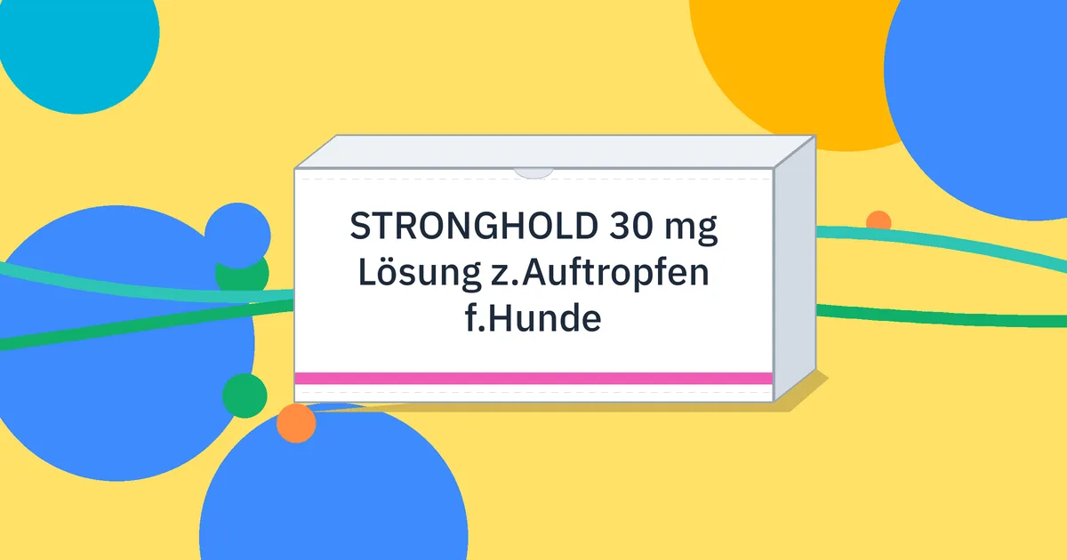 Symbolbild: Packung mit der Aufschrift STRONGHOLD 30 mg Lösung z.Auftropfen f.Hunde (PZN 09116170) – Verfügbarkeit und Bezug in Apotheken in Frankfurt am Main