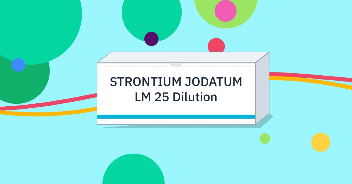 Symbolbild: Packung mit der Aufschrift STRONTIUM JODATUM LM 25 Dilution (PZN 13204106) – Verfügbarkeit und Bezug in Apotheken in Frankfurt am Main