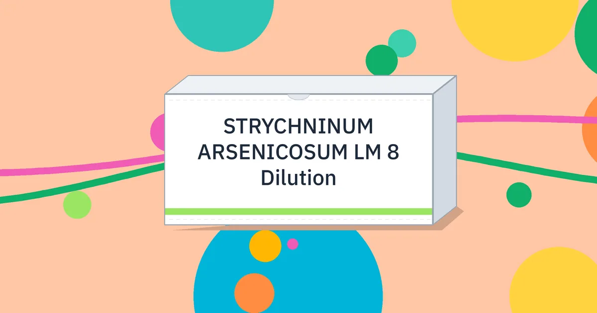 Symbolbild: Packung mit der Aufschrift STRYCHNINUM ARSENICOSUM LM 8 Dilution (PZN 13205755) – Verfügbarkeit und Bezug in Apotheken in Frankfurt am Main