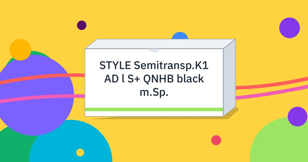 Symbolbild: Packung mit der Aufschrift STYLE Semitransp.K1 AD l S+ QNHB black m.Sp. (PZN 18870061) – Verfügbarkeit und Bezug in Apotheken in Frankfurt am Main