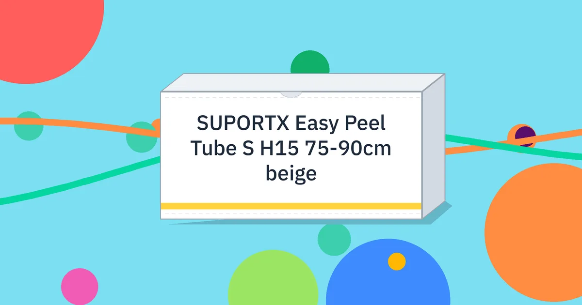 Symbolbild: Packung mit der Aufschrift SUPORTX Easy Peel Tube S H15 75-90cm beige (PZN 09486599) – Verfügbarkeit und Bezug in Apotheken in Frankfurt am Main