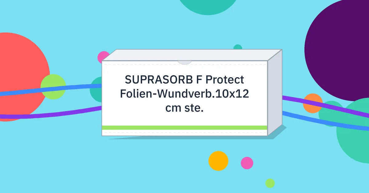 Symbolbild: Packung mit der Aufschrift SUPRASORB F Protect Folien-Wundverb.10x12 cm ste. (PZN 19768258) – Verfügbarkeit und Bezug in Apotheken in Frankfurt am Main