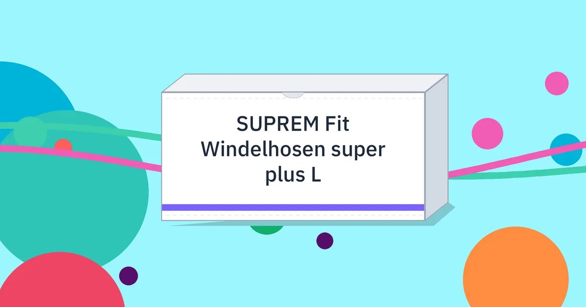 Symbolbild: Packung mit der Aufschrift SUPREM Fit Windelhosen super plus L (PZN 08835164) – Verfügbarkeit und Bezug in Apotheken in Frankfurt am Main