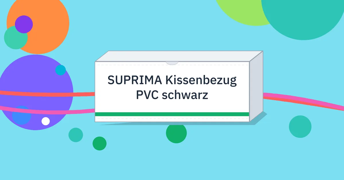 Symbolbild: Packung mit der Aufschrift SUPRIMA Kissenbezug PVC schwarz (PZN 04117762) – Verfügbarkeit und Bezug in Apotheken in Frankfurt am Main