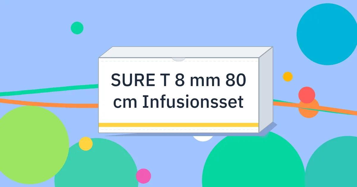 Symbolbild: Packung mit der Aufschrift SURE T 8 mm 80 cm Infusionsset (PZN 00497526) – Verfügbarkeit und Bezug in Apotheken in Frankfurt am Main