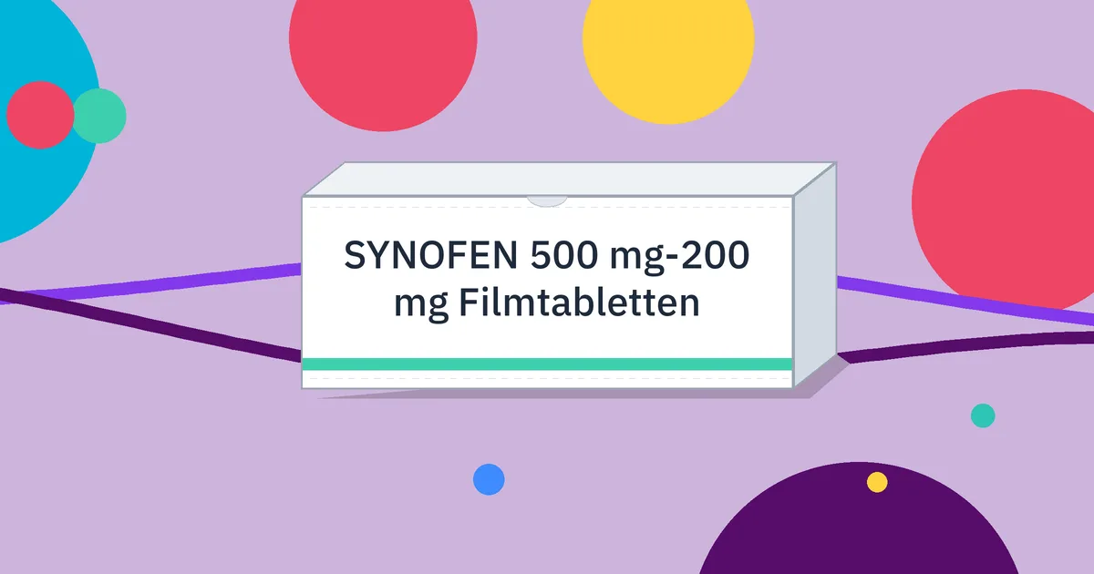Symbolbild: Packung mit der Aufschrift SYNOFEN 500 mg-200 mg Filmtabletten (PZN 18218509) – Verfügbarkeit und Bezug in Apotheken in Frankfurt am Main