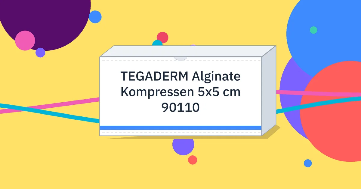 Symbolbild: Packung mit der Aufschrift TEGADERM Alginate Kompressen 5x5 cm 90110 (PZN 07149946) – Verfügbarkeit und Bezug in Apotheken in Frankfurt am Main