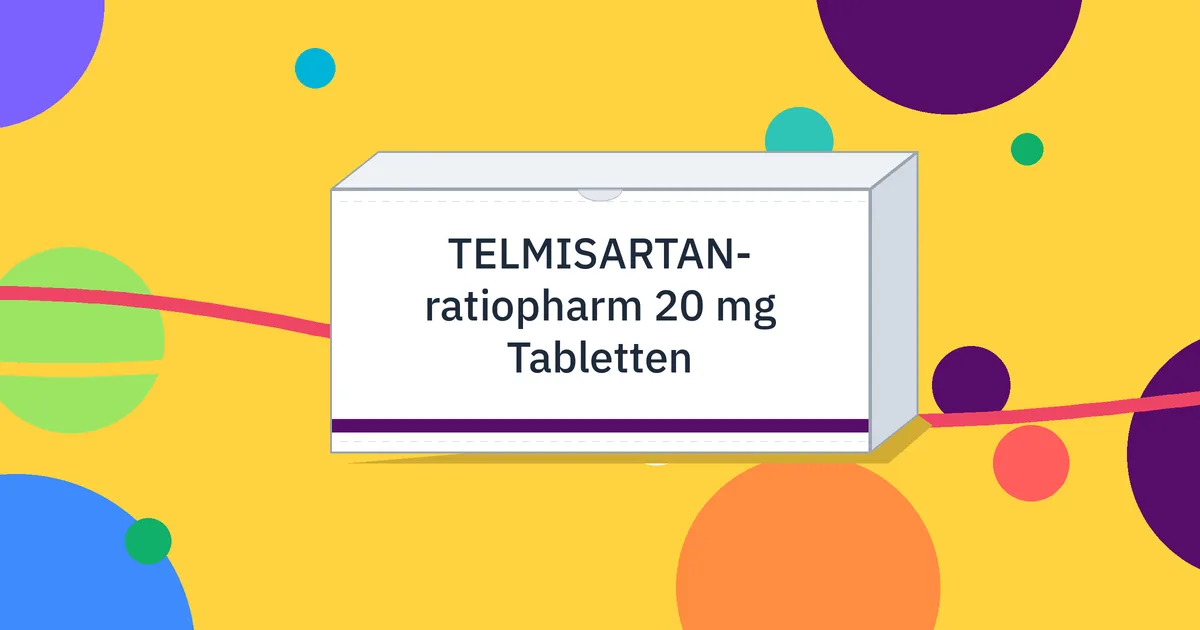 Symbolbild: Packung mit der Aufschrift TELMISARTAN-ratiopharm 20 mg Tabletten (PZN 02710421) – Verfügbarkeit und Bezug in Apotheken in Frankfurt am Main