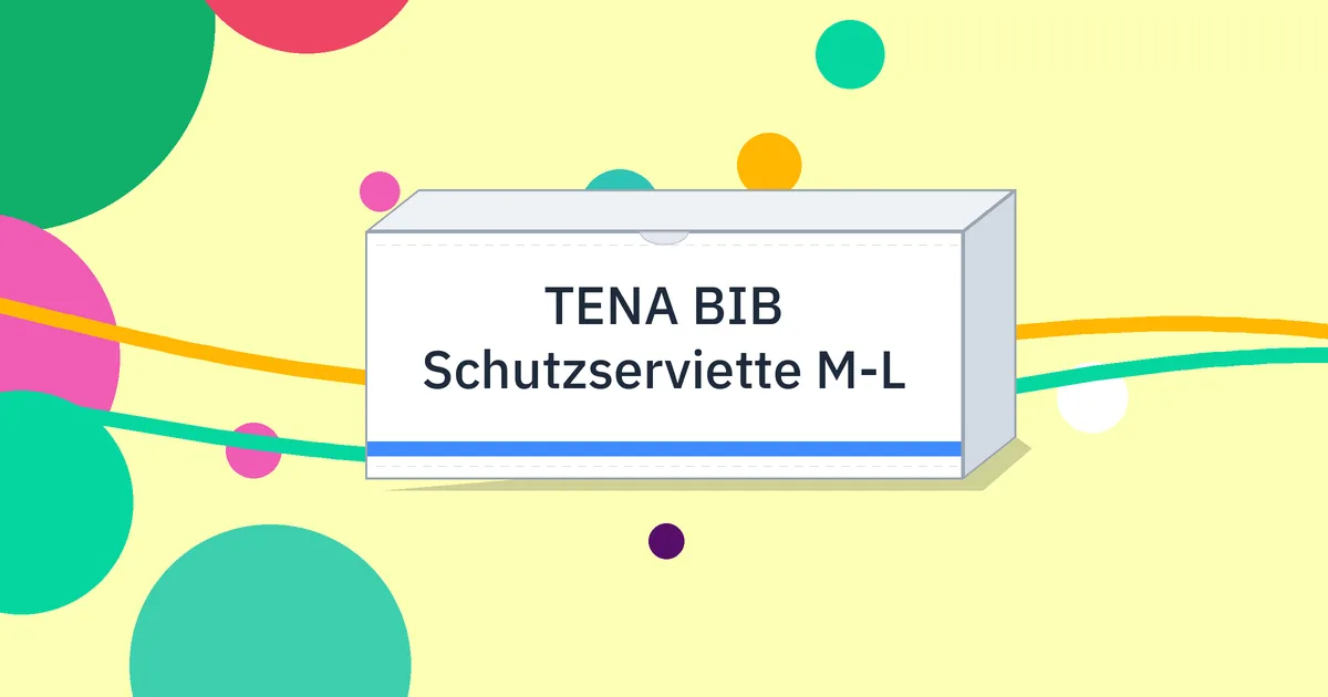 Symbolbild: Packung mit der Aufschrift TENA BIB Schutzserviette M-L (PZN 01828422) – Verfügbarkeit und Bezug in Apotheken in Frankfurt am Main