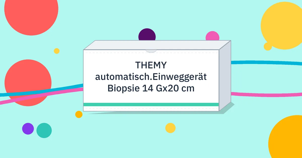 Symbolbild: Packung mit der Aufschrift THEMY automatisch.Einweggerät Biopsie 14 Gx20 cm (PZN 16919981) – Verfügbarkeit und Bezug in Apotheken in Frankfurt am Main