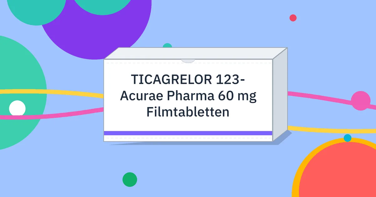 Symbolbild: Packung mit der Aufschrift TICAGRELOR 123-Acurae Pharma 60 mg Filmtabletten (PZN 19831123) – Verfügbarkeit und Bezug in Apotheken in Frankfurt am Main