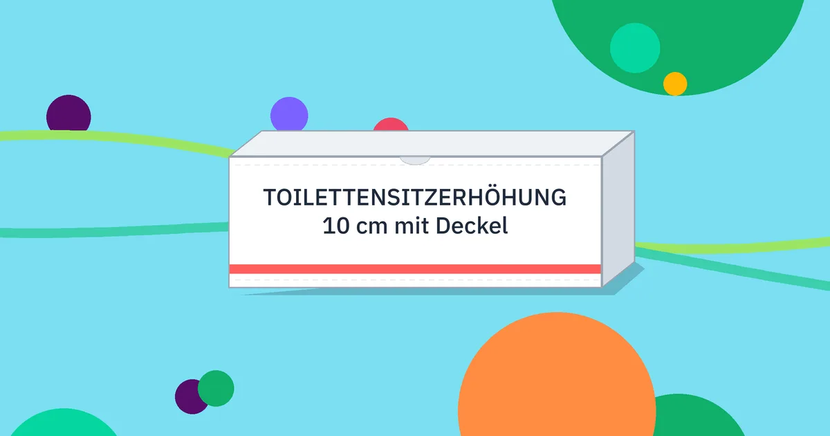 Symbolbild: Packung mit der Aufschrift TOILETTENSITZERHÖHUNG 10 cm mit Deckel (PZN 04908618) – Verfügbarkeit und Bezug in Apotheken in Frankfurt am Main