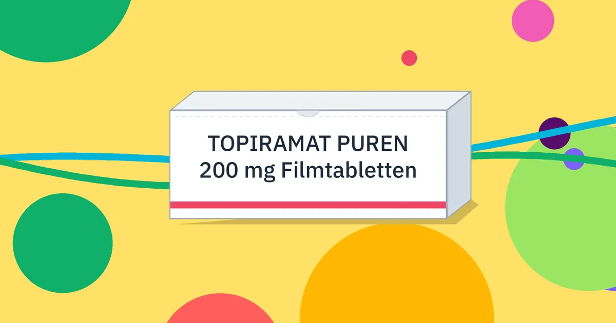 Symbolbild: Packung mit der Aufschrift TOPIRAMAT PUREN 200 mg Filmtabletten (PZN 13821218) – Verfügbarkeit und Bezug in Apotheken in Frankfurt am Main