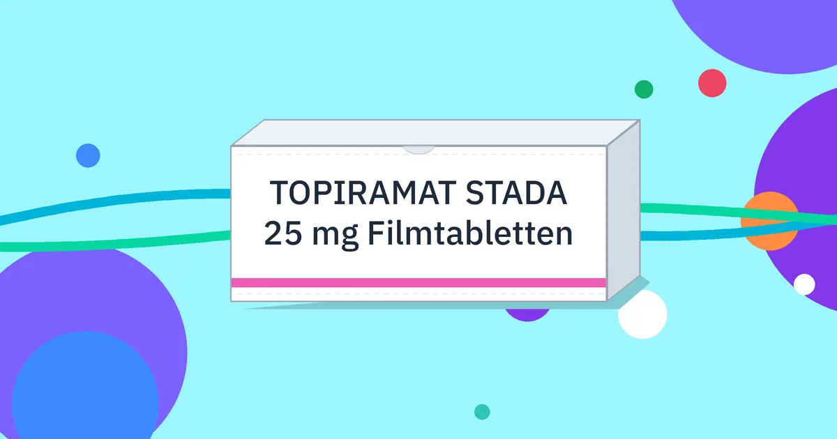 Symbolbild: Packung mit der Aufschrift TOPIRAMAT STADA 25 mg Filmtabletten (PZN 09195353) – Verfügbarkeit und Bezug in Apotheken in Frankfurt am Main