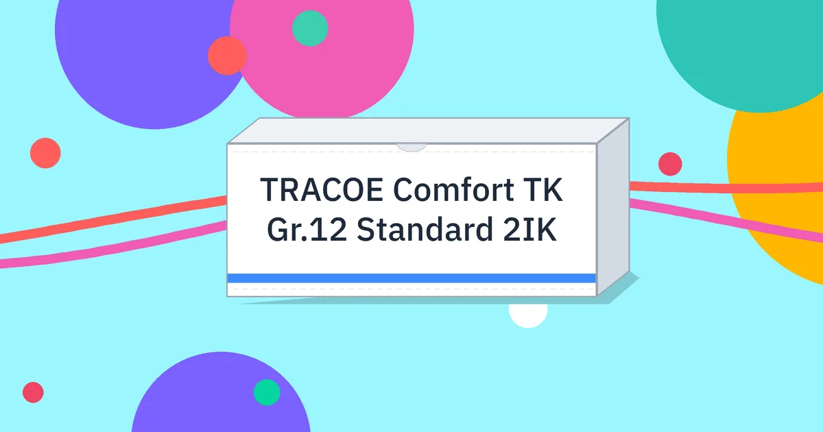 Symbolbild: Packung mit der Aufschrift TRACOE Comfort TK Gr.12 Standard 2IK (PZN 00973441) – Verfügbarkeit und Bezug in Apotheken in Frankfurt am Main
