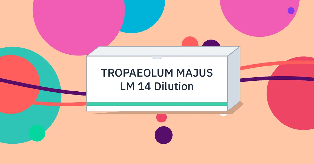 Symbolbild: Packung mit der Aufschrift TROPAEOLUM MAJUS LM 14 Dilution (PZN 13253062) – Verfügbarkeit und Bezug in Apotheken in Frankfurt am Main