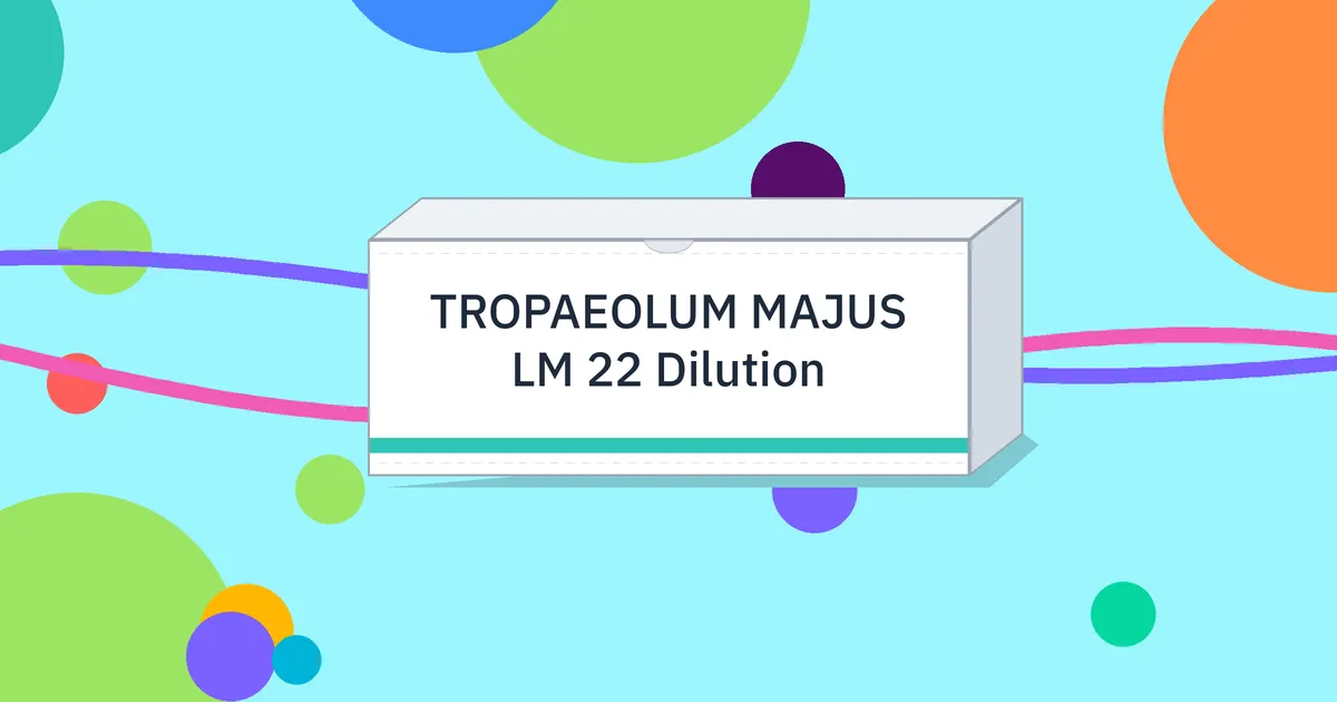 Symbolbild: Packung mit der Aufschrift TROPAEOLUM MAJUS LM 22 Dilution (PZN 13253151) – Verfügbarkeit und Bezug in Apotheken in Frankfurt am Main