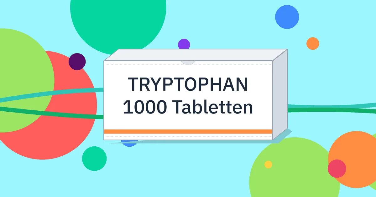 Symbolbild: Packung mit der Aufschrift TRYPTOPHAN 1000 Tabletten (PZN 16044301) – Verfügbarkeit und Bezug in Apotheken in Frankfurt am Main