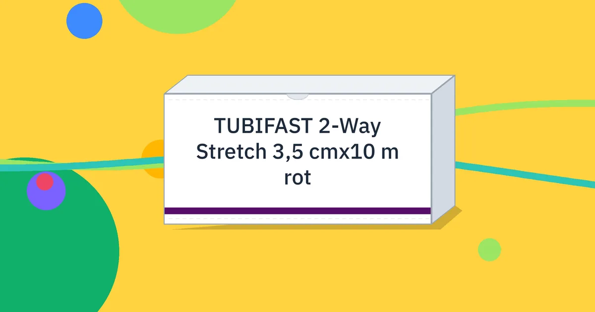 Symbolbild: Packung mit der Aufschrift TUBIFAST 2-Way Stretch 3,5 cmx10 m rot (PZN 10297751) – Verfügbarkeit und Bezug in Apotheken in Frankfurt am Main