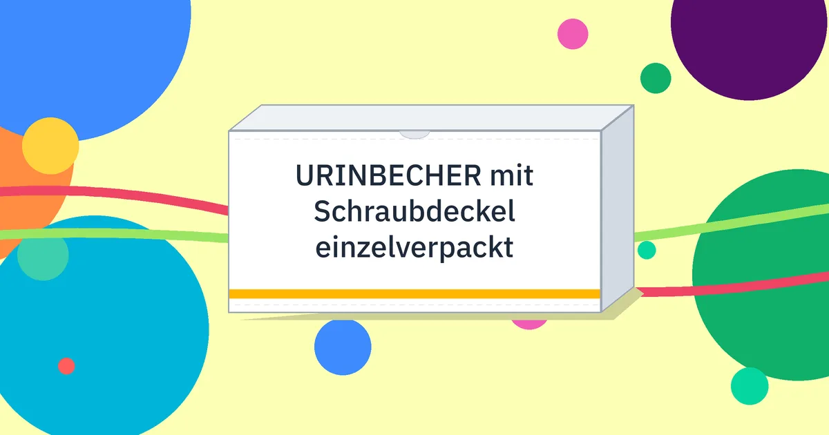 Symbolbild: Packung mit der Aufschrift URINBECHER mit Schraubdeckel einzelverpackt (PZN 01440793) – Verfügbarkeit und Bezug in Apotheken in Frankfurt am Main